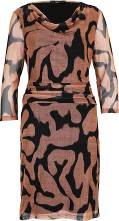 Zero Damen Meshkleid mit Wasserfallausschnitt 42, BlackCamel