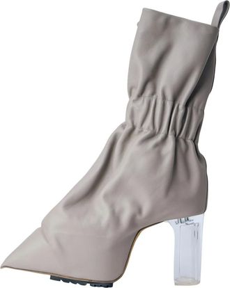 Rick Owens Femme, Chaussures, Gris, Taille: 39 EU Bottes Chelsea Taquito en cuir pliss&eacute;