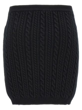 Alessandra Rich Womens Black Wool Long Skirt