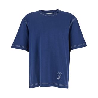 Ami Homme, Tops, Bleu, Taille: S T-shirt Coupe Carr&eacute;e Manches Courtes