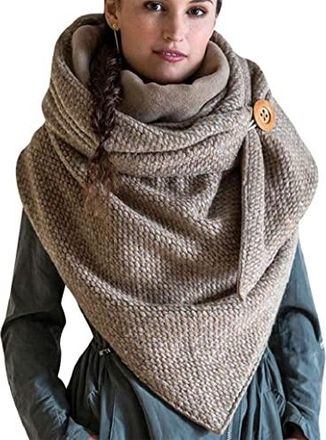 Heekpek Heekpek Écharpe Femme Mode Chic Foulards Châles Wrap Couleur Unie Rétro Automne Hiver Chaude Décontracté, Kaki, Taille Unique