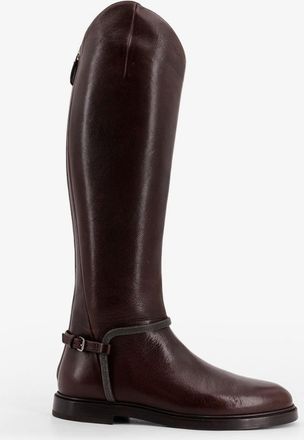 Brunello Cucinelli Leather boots with Monili detail - BRUNELLO CUCINELLI - gender_Woman