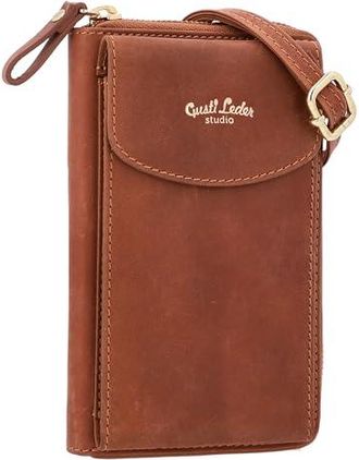 Gusti Sac Silvia &agrave; bandouli&egrave;re en cuir Pochette pour t&eacute;l&eacute;phone portable Vintage Marron Cuir