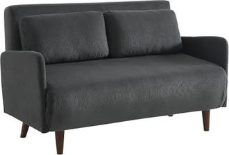 Sweeek Canapé Convertible 2 Places scandinave Velours côtelé Gris foncé - Panam - Pieds Bois. Banquette. Dossier inclinable