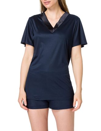 Schiesser Damen Schlafanzug Kurz Pyjamaset, Nachtblau, 44
