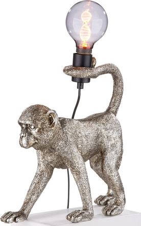 Gilde Lampe Monkey Kunstharz silberfarben 37161