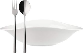 Villeroy & Boch Vapiano, Italian-Set, 12-Teilig, 4X Pastaschalen, 4X Spaghetti-Gabel, 4X Spaghetti-L&ouml;ffel, Spaghetti Und Nudeln, Premium Porzellan, Edelstahl, Sp&uuml;lmas