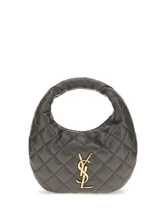 Saint Laurent Womens Handbag Icarino Quilted Nappa Lambskin Grey Leather Shoulder Bags