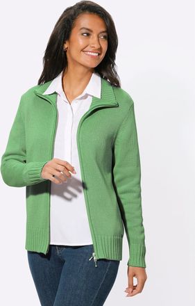 Casual Looks Strickjacke CASUAL LOOKS, Damen, Gr. 40, gr&uuml;n (apfel), 50% Baumwolle, 50% Polyacryl, unifarben, figurumspielend, Strickjacken Strickjacke, Topseller