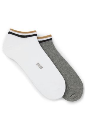 HUGO BOSS Sneakersocken BOSS 2P AS Uni stripe CC, Herren, Gr. 39-42, grau (silber 041), Baumwollmischung, Socken Sneakersocken, mit geringeltem Abschluss