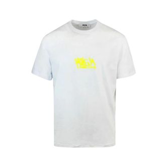 Msgm Herren Wei&szlig;es Optisches Baumwoll-T-Shirt - - Tops - Herren - Wei&szlig; - S