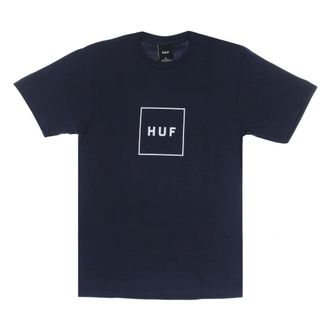 HUF Huf, Homme, Tops, Bleu, Taille: S T-shirt Homme Logo Marine Manches Courtes