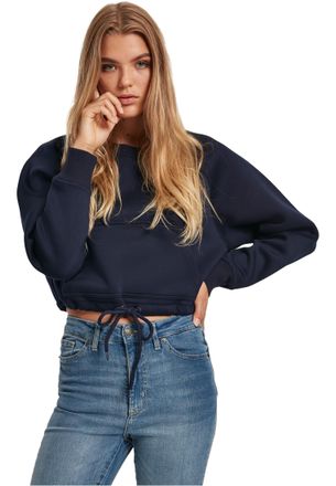 Urban Classics Damen Ladies Oversized Short Raglan Crew Pullover, Blau (Midnight 01641), Medium (Herstellergröße: M)