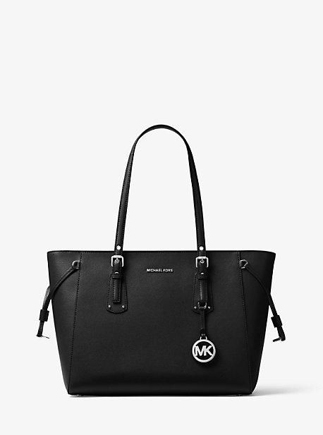 MK Sac &agrave; main Voyager de taille moyenne en cuir grain&eacute; - Noir - Michael Kors