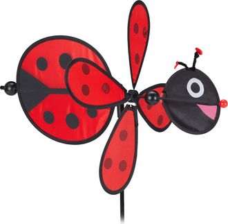 Relaxdays 2 x Windrad Käfer, niedlicher Gartenstecker, Windmühle für Balkon & Terrasse, HxBxT: 76,5 x 36,5 x 51,5 cm, rot/schwarz