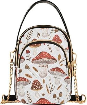 Mnsruu Sac à bandoulière pour femme, champignons rouges, blanc, sac à main, petit sac à bandoulière avec sangle réglable
