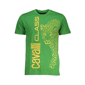 Cavalli Bedrucktes T-Shirt mit Rundhalsausschnitt - - Tops - Herren - Gr&uuml;n - XL