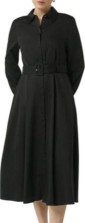 Comma Midikleid mit Hemdkragen und Gürtel