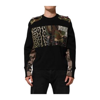 Dolce & Gabbana Patchwork Rundhals Pullover-Pullover - - Tops - Herren - Schwarzk - M