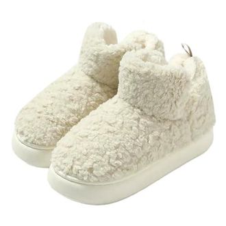 Generic YUJIEBB Bottines dhiver chaudes et &eacute;paisses en peluche pour femme et homme, blanc, 41.5 EU