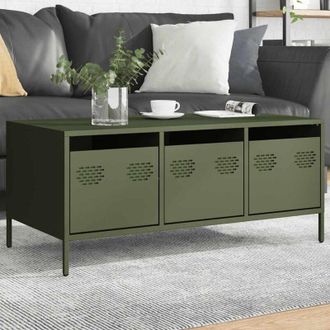 vidaXL Table basse vert olive 101,5x50x43,5 cm acier lamin&eacute; &agrave; froid Vidaxl