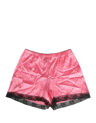 Dolce & Gabbana Womens Pink Silk Satin Lace Trim Pajama Shorts Sleepwear Cotton Elastane Nylon