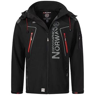 Geographical Norway Hommes Softshell Fonctions Veste DExtérieur Imperméable Im Bundle avec Urbandreamz Bonnet - Noir Amt, XX-Large
