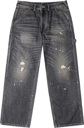 Evisu Homme, Jeans, Gris, Taille: XL Jean en denim ample à imprimé patchwork délavé et mouette