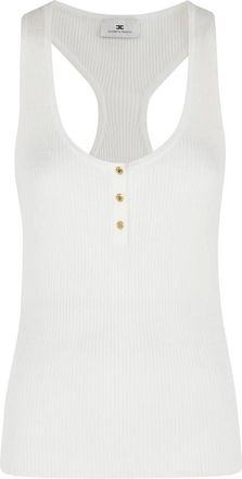 Elisabetta Franchi Femme, Tops, Blanc, Taille: 36 FR Micro-braided Knit Top