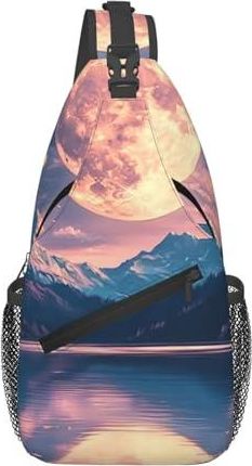 Generic Sac &agrave; dos &agrave; bandouli&egrave;re pour homme Motif fleurs de cerisier et lune