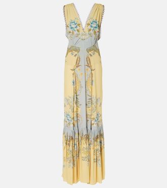 Etro Robe longue en crêpe à fleurs