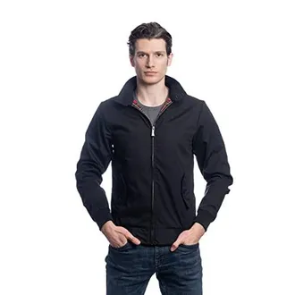 Harrington BLOUSON EN RIPSTOP RECYCL&Eacute; - HOMME - Blouson court - Coupe ajust&eacute;e - Coupe-vent et D&eacute;perlant - 65% polyester RECYCL&Eacute;, 35% coton - BLEU_MARINE - L