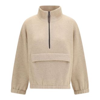 Brunello Cucinelli Kaschmir Pullover mit halbem Rei&szlig;verschluss - - Knitwear - Herren - Braun - S