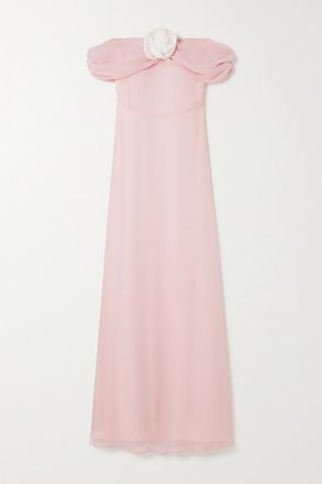 Bernadette Blair Schulterfreies Maxikleid Aus Seiden-georgette Mit Applikation - Pink