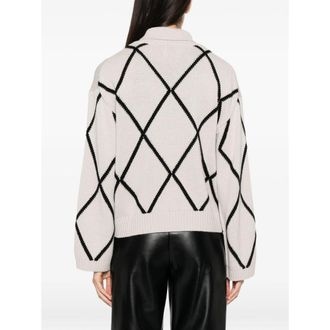 Allude Argyle Roll Neck Sweater - Beige