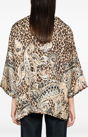 Etro Leopard & Paisley Print Silk Jacket - Brown