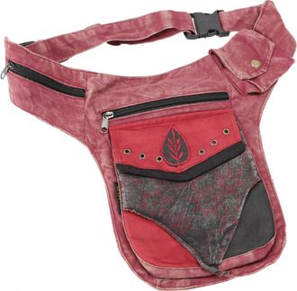 Guru Shop Goa Gürteltasche, Bauchtasche, Patchwork Sidebag - Rot, Unisex - Erwachsene, Baumwolle, 30x20x5 cm
