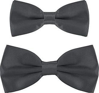 DonDon Ensemble de noeuds papillon p&egrave;re-fils en look partenaire, d&eacute;j&agrave; attach&eacute; et ajustable - Anthracite