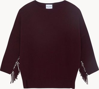 Kujten Pull cachemire col rond manches franges - Pull Ayade