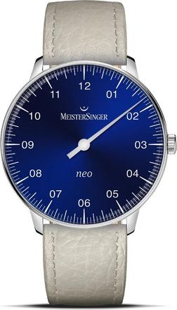MeisterSinger Neo Automatik, Blau, Lederarmband Damenuhr NES908