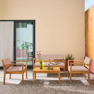 Sweeek Salon de jardin bois dacacia 4 places marron - Komoda