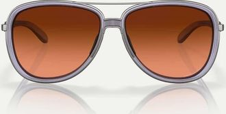 Oakley Split Time runde Sonnenbrille mit braunen Gl&auml;sern in matt transparentem Flieder-Lila