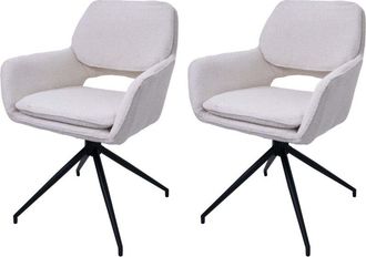 Hhg 2er-Set Esszimmerstuhl 638, K&uuml;chenstuhl, drehbar Auto-Return, Stoff Boucl&eacute; (540g/m&sup2;) &Ouml;ko-Tex creme