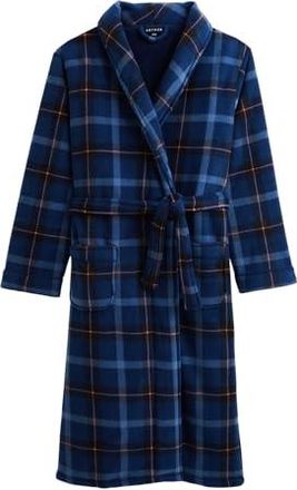 Arthur Robe de chambre femme en polaire &eacute;paisse - Chaude et douce pour lhiver - Motif Romy Carreaux Marine - Taille 44/46