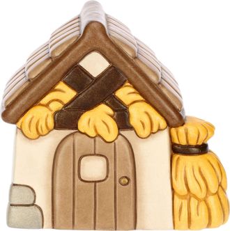 Thun Scheune aus hochwertiger Keramik, Kollektion Klassische Krippe, Weihnachtskrippenfiguren zum Sammeln, 12,2 x 9,9 x 11 cm