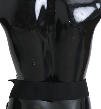 Dolce & Gabbana Womens Black Crystal Brooch Wide Wai Satoria Belt Cotton Acetate