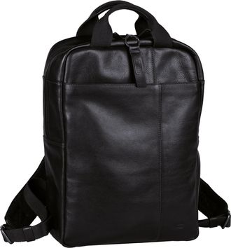 Camel Active Herren Echtleder Rucksack mit gepolstertem Laptopfach Schwarz, Menswear-L