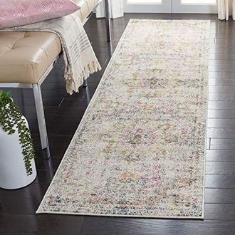 Safavieh Distressed Teppich für Wohnzimmer, Esszimmer, Schlafzimmer - Madison Collection, Kurzer Flor, Grau und Gold, 66 x 244 cm