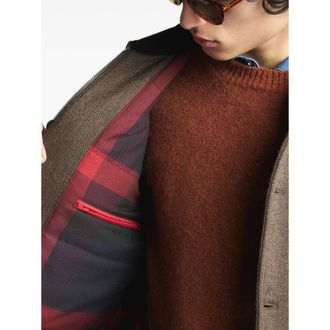 Fay Wool Diagonal Weave Bomber Jacket - Brown