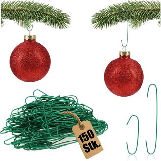 Com-Four 150x Metall Aufhänger in 2 Größen - Haken für Christbaumkugeln & Weihnachtsdeko - stabil, wiederverwendbar & handlich - praktisches Zubehör für festli